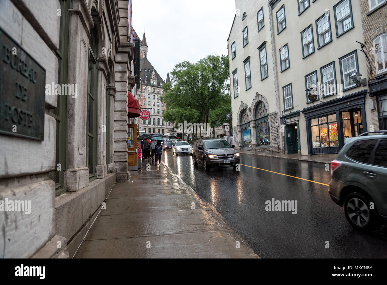 Views of the Old City Quebec on a rainy day, Quebec, Canada Stock Photo ...