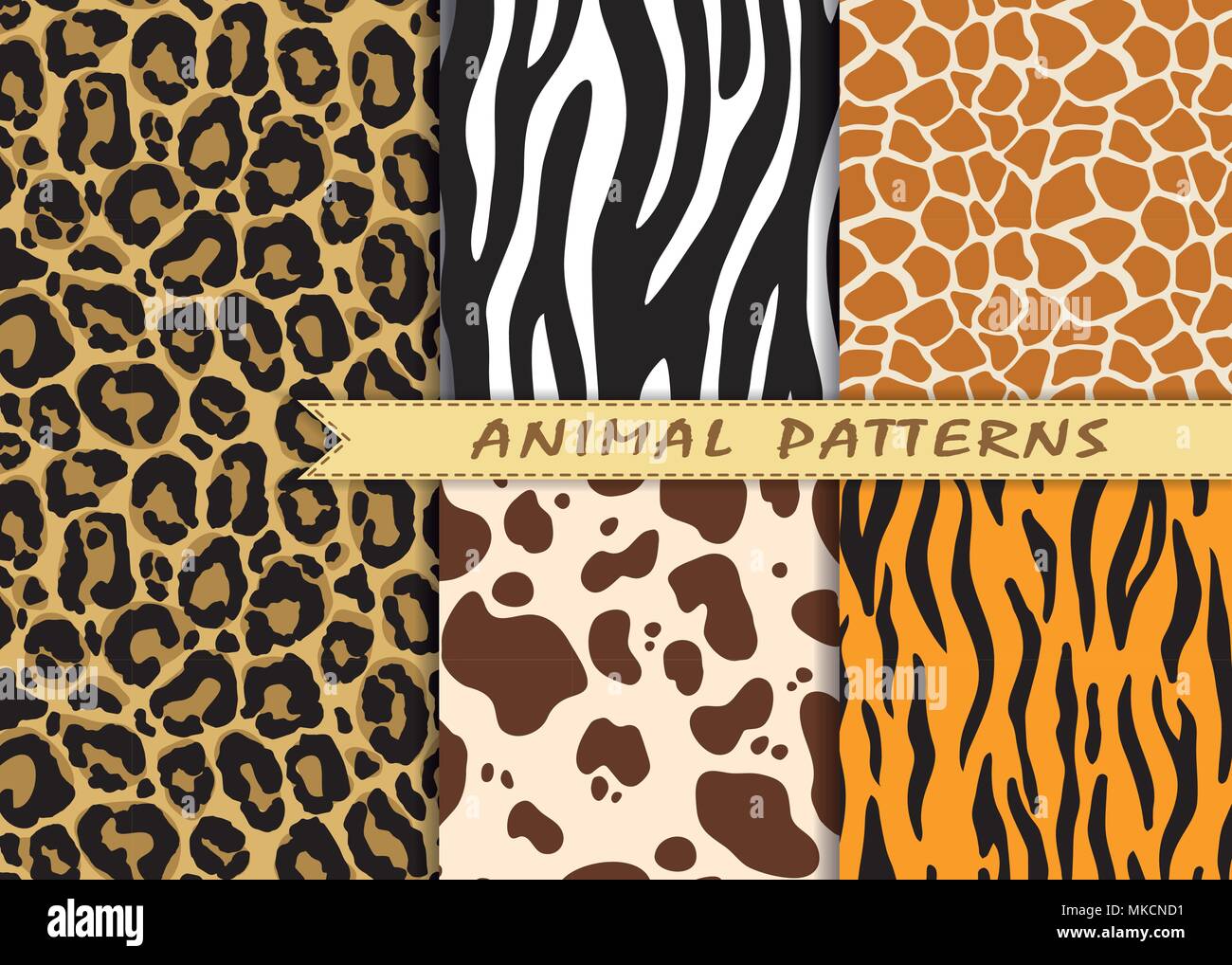 Vector seamless patterns set with animal skin texture. Repeating animal ...