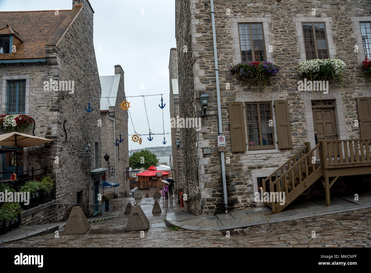 Views of the Old City Quebec on a rainy day, Quebec, Canada Stock Photo ...