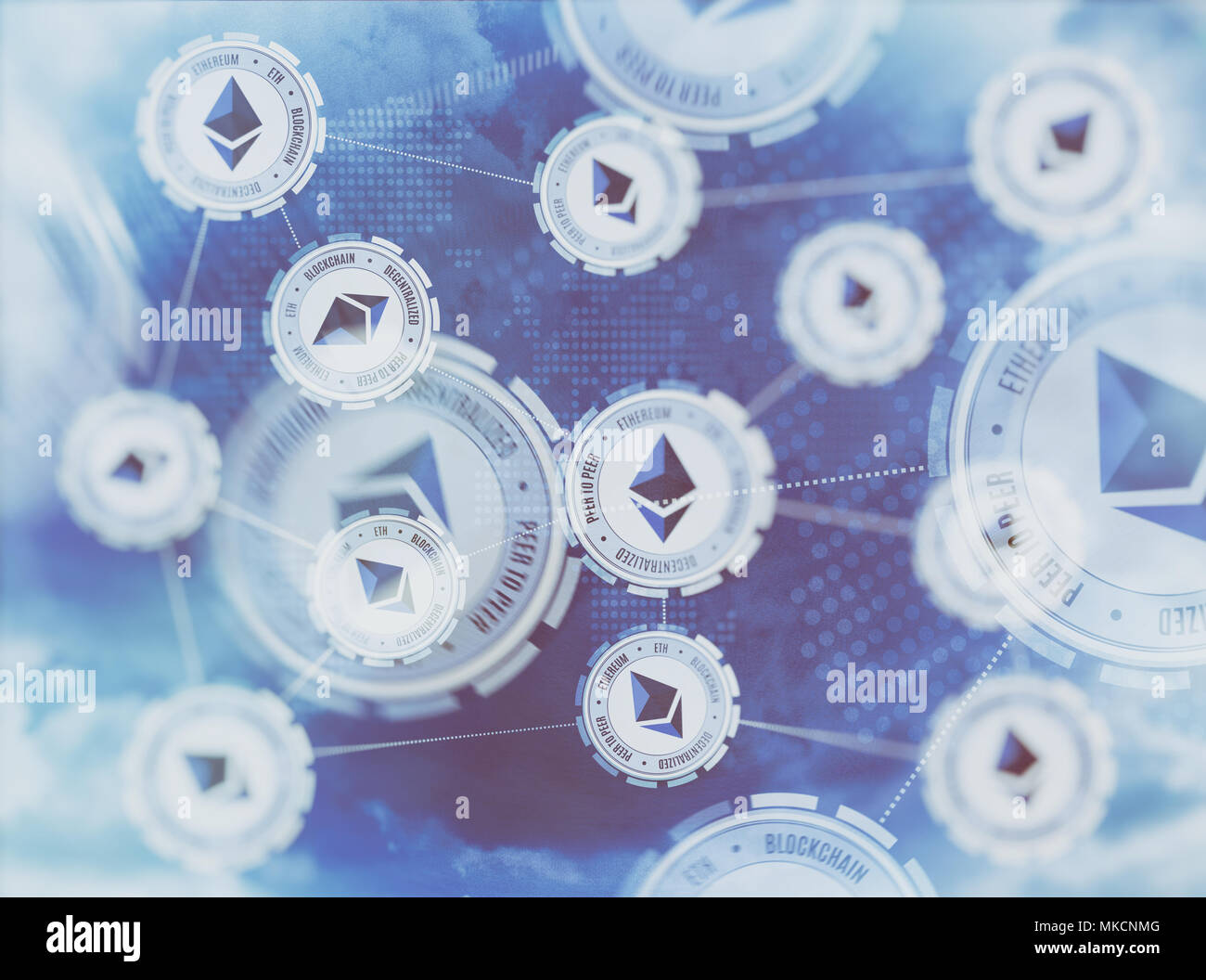 Ethereum coins with logo. Blockchain technology. Design for ...