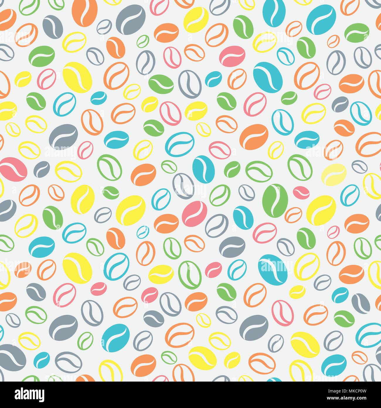 Vector seamless pattern with handrawn coffee beans. Repeating coffee ...