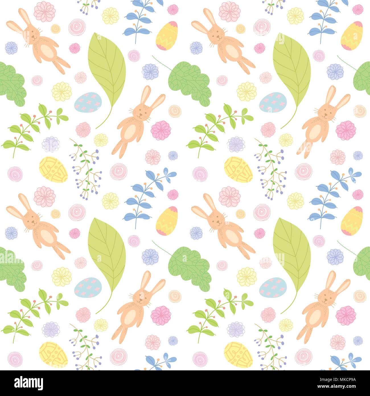 Seamless pattern with cute rabbits. Easter background. Vector ...