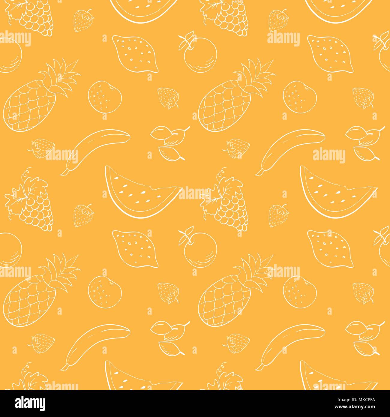 Seamless vector pattern with fruits and berries.Vector fruits pattern ...