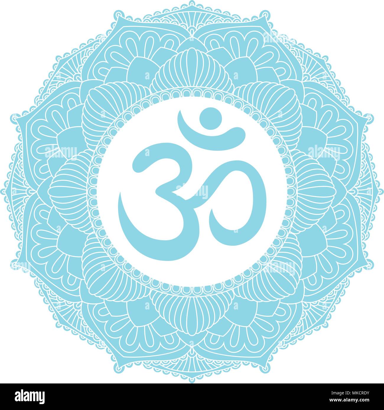 Aum Om Ohm symbol in decorative round mandala ornament Stock Vector ...