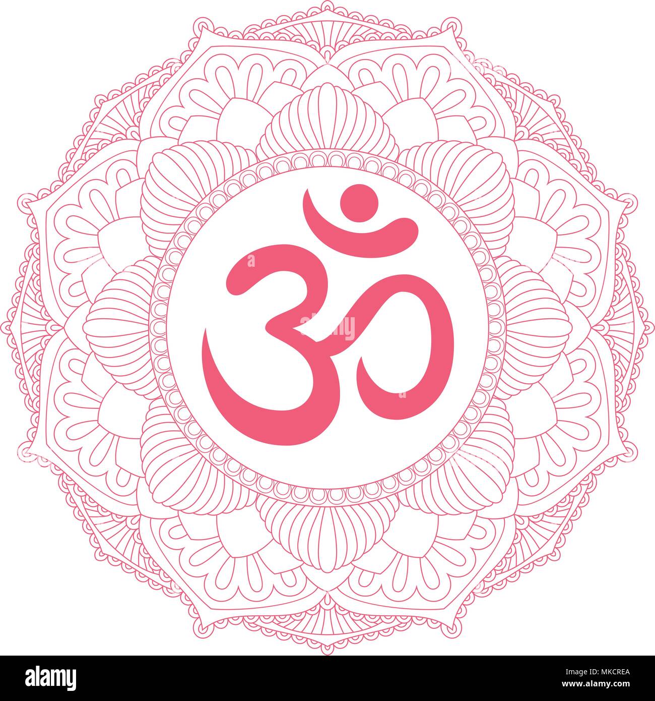 Aum Om Ohm symbol in decorative round mandala ornament Stock Vector ...