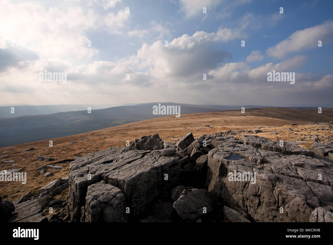 Buckden Pike from the summit of Great Whernside, in the Yorkshire Dales ...