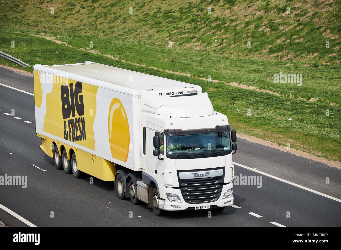 Big & Fresh delivery trailer and lorry driving along M8 Glasgow ...
