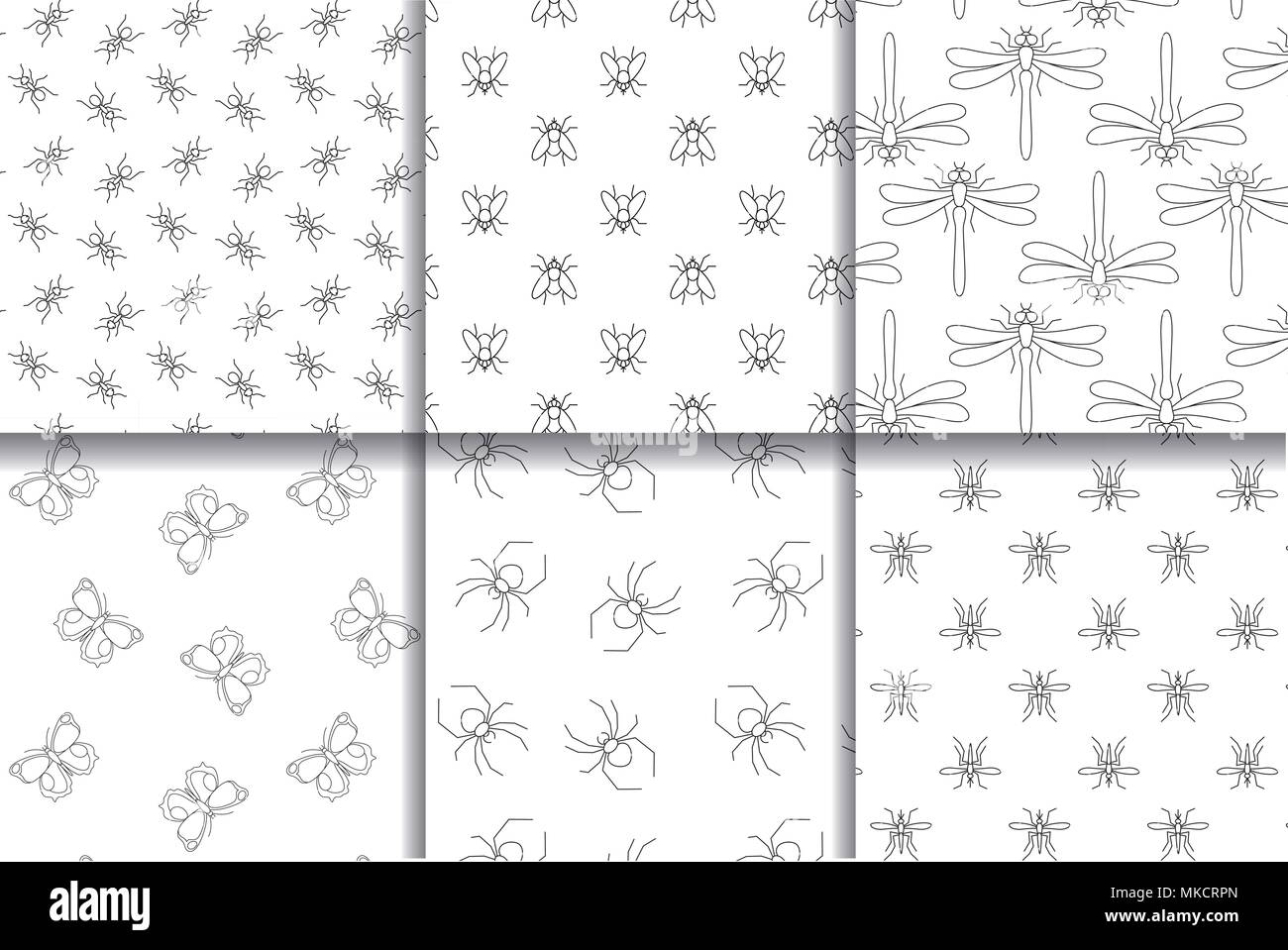 Insects seamless patterns collection. Textile, wrapping paper insects ...