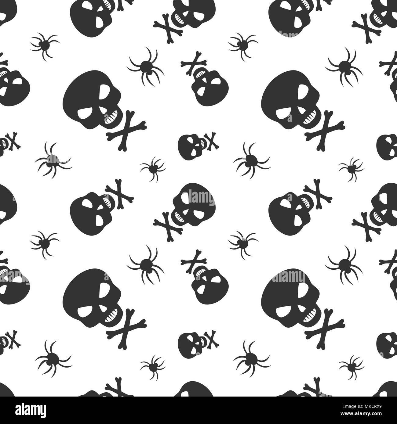 Seamless vector pattern with skulls and spiders. Halloween repeating ...