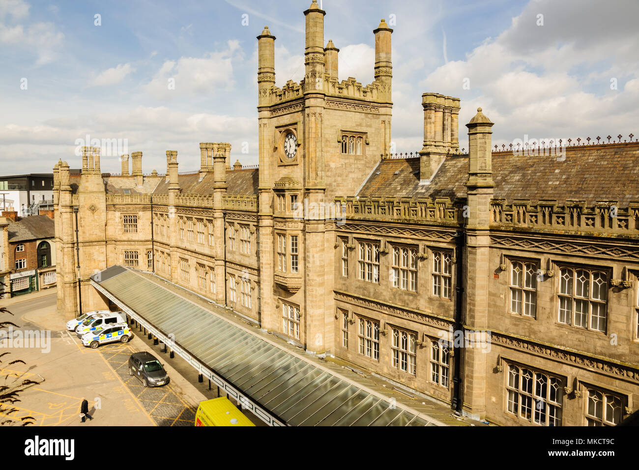 The gothic architecture of Shrewsbury railway station built in 1848 and ...