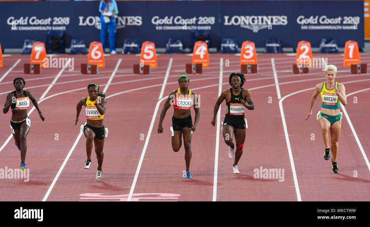 GOLD COAST, AUSTRALIA - APRIL 8: Gina Bass, Gayon Evans, Shenel Crooke ...
