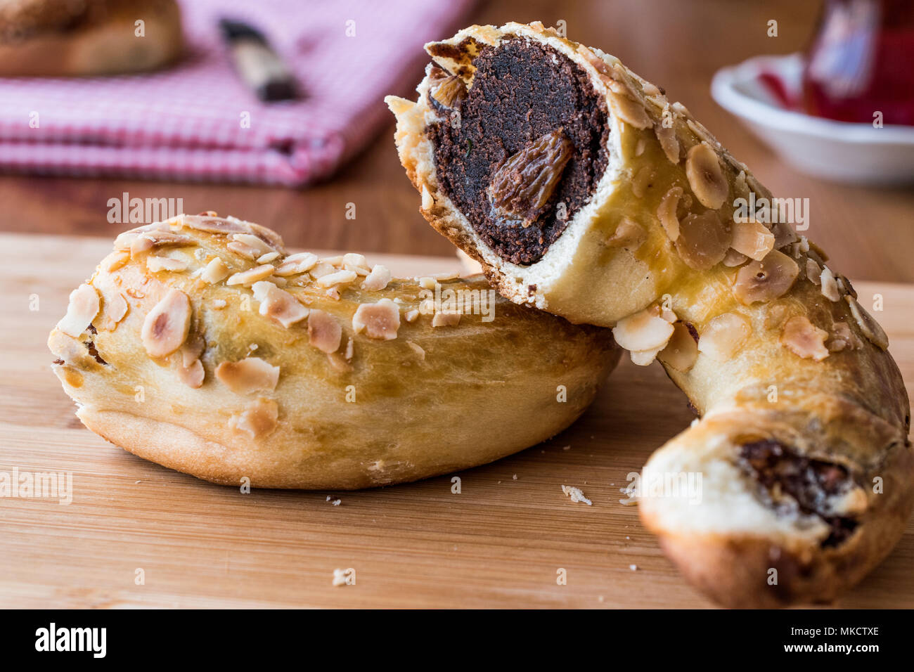 Ay coregi / Turkish Pastry croissant with chocolate, sesame and dried ...