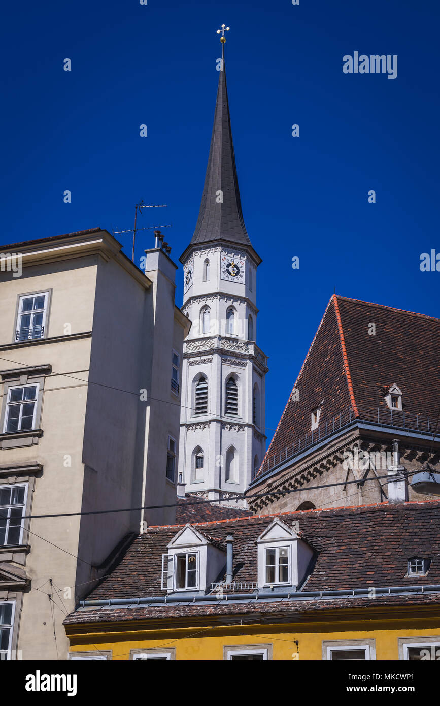 Church of Saint Michael tower, one of the oldest churches in Vienna ...