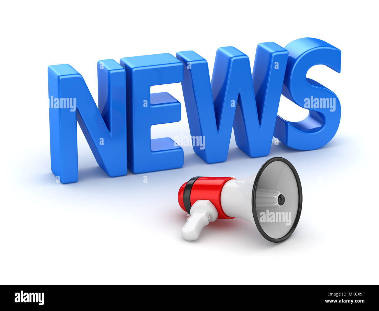 News Text with Red Megaphone , This is a 3d rendered computer generated ...