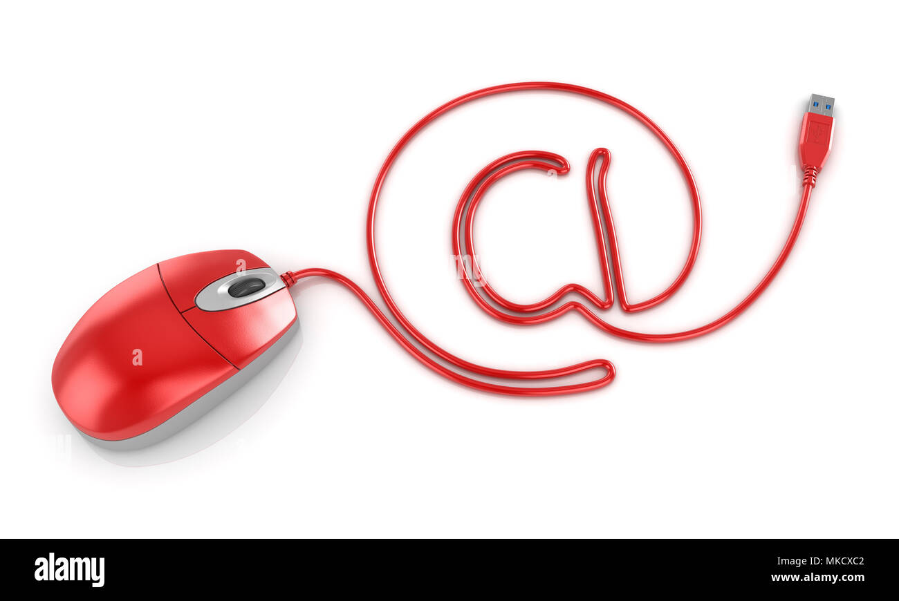 At Symbol with Computer Mouse Cable , This is a 3d rendered computer ...