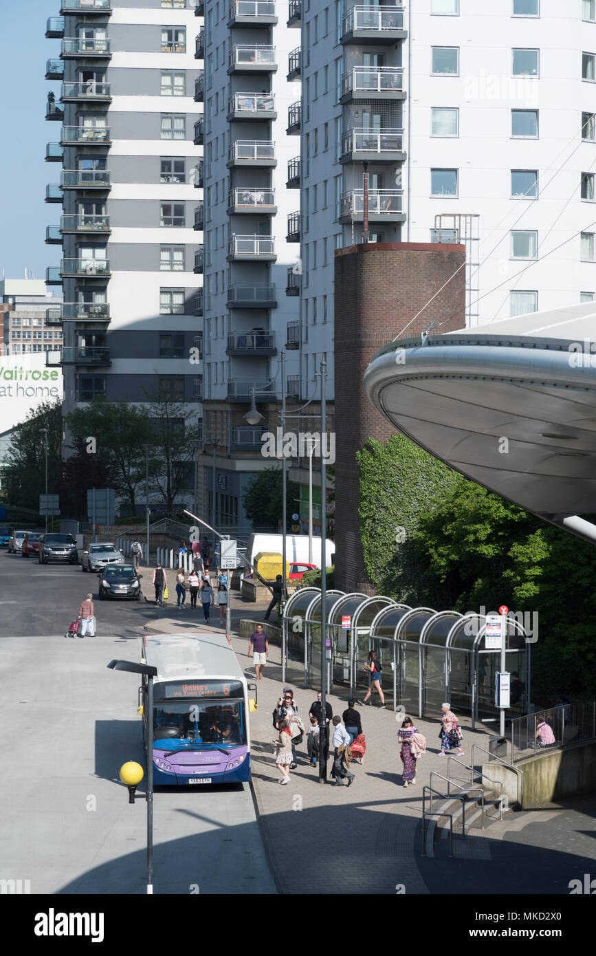 Basingstoke, Hampshire, England UK. 2018. Apartment blocks in the town ...