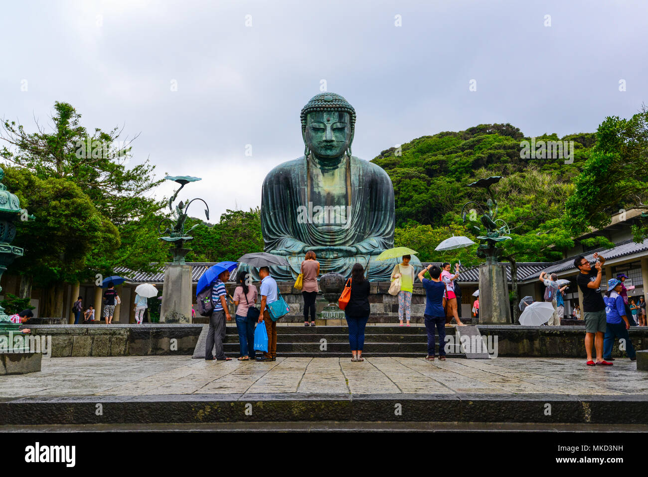 Kamakura, Japan - July 24, 2013: Tourists worshiping beautiful and ...