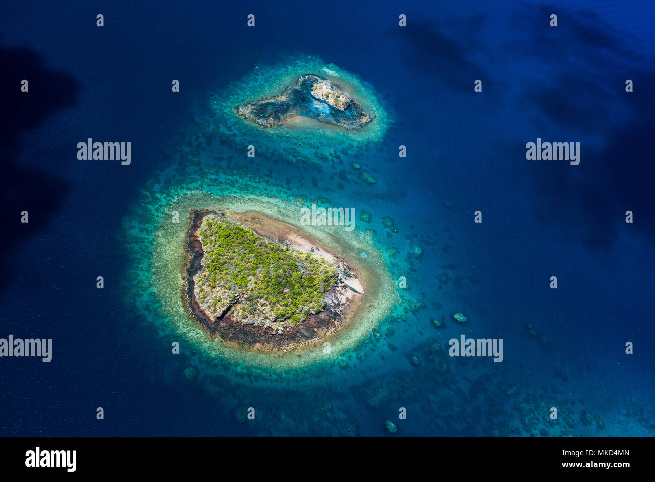 Aerial view of islets in the lagoon, Mayotte, Indian Ocean Stock Photo ...