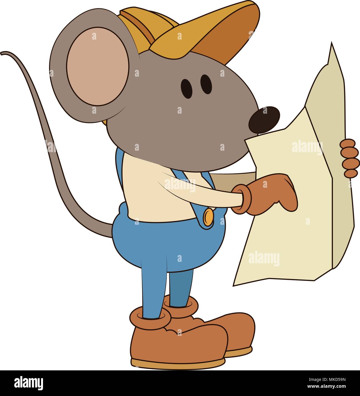 Worker mouse with construction plans Stock Vector Image & Art - Alamy
