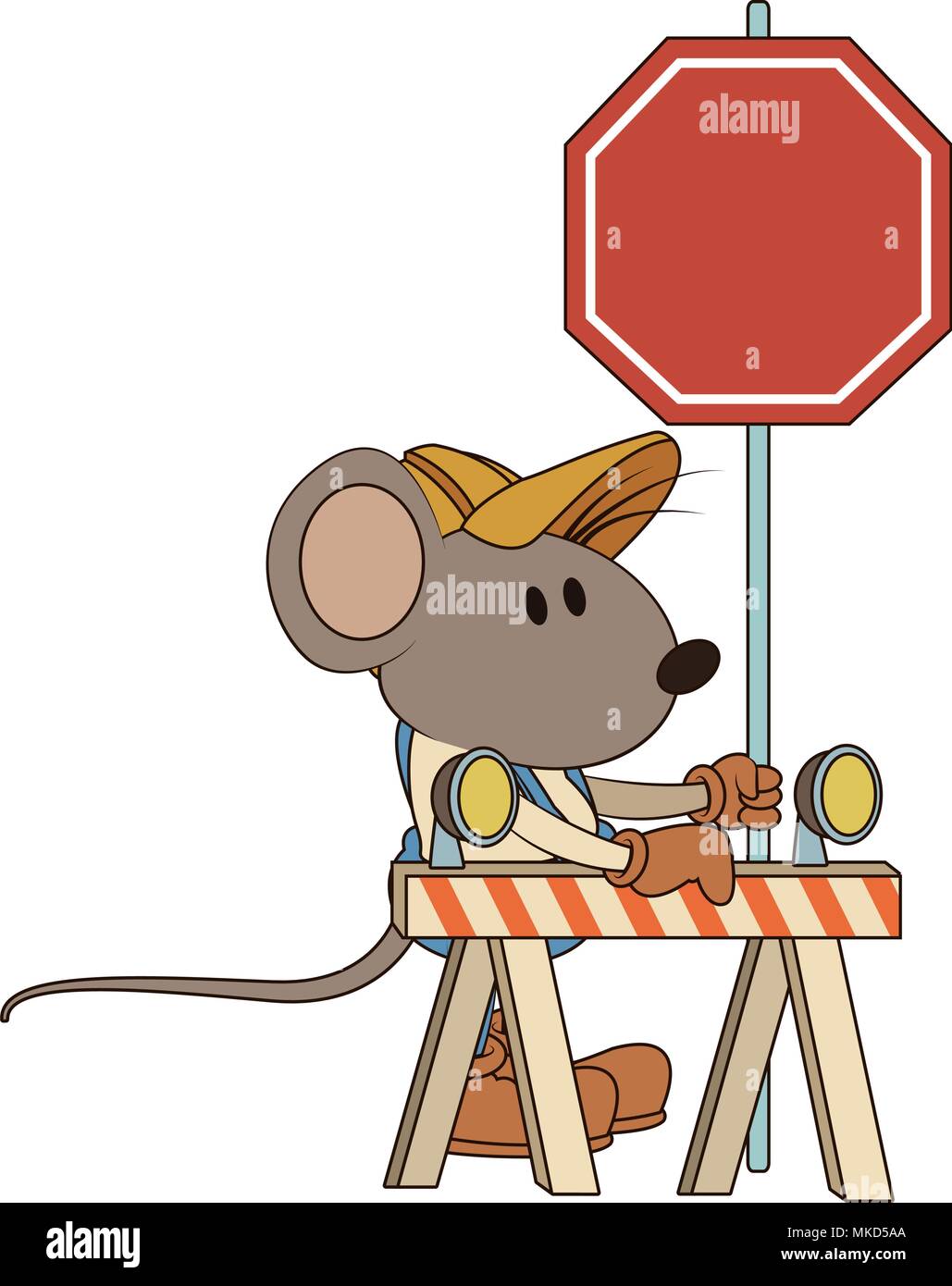 Worker mouse with construction barrier Stock Vector Image & Art - Alamy