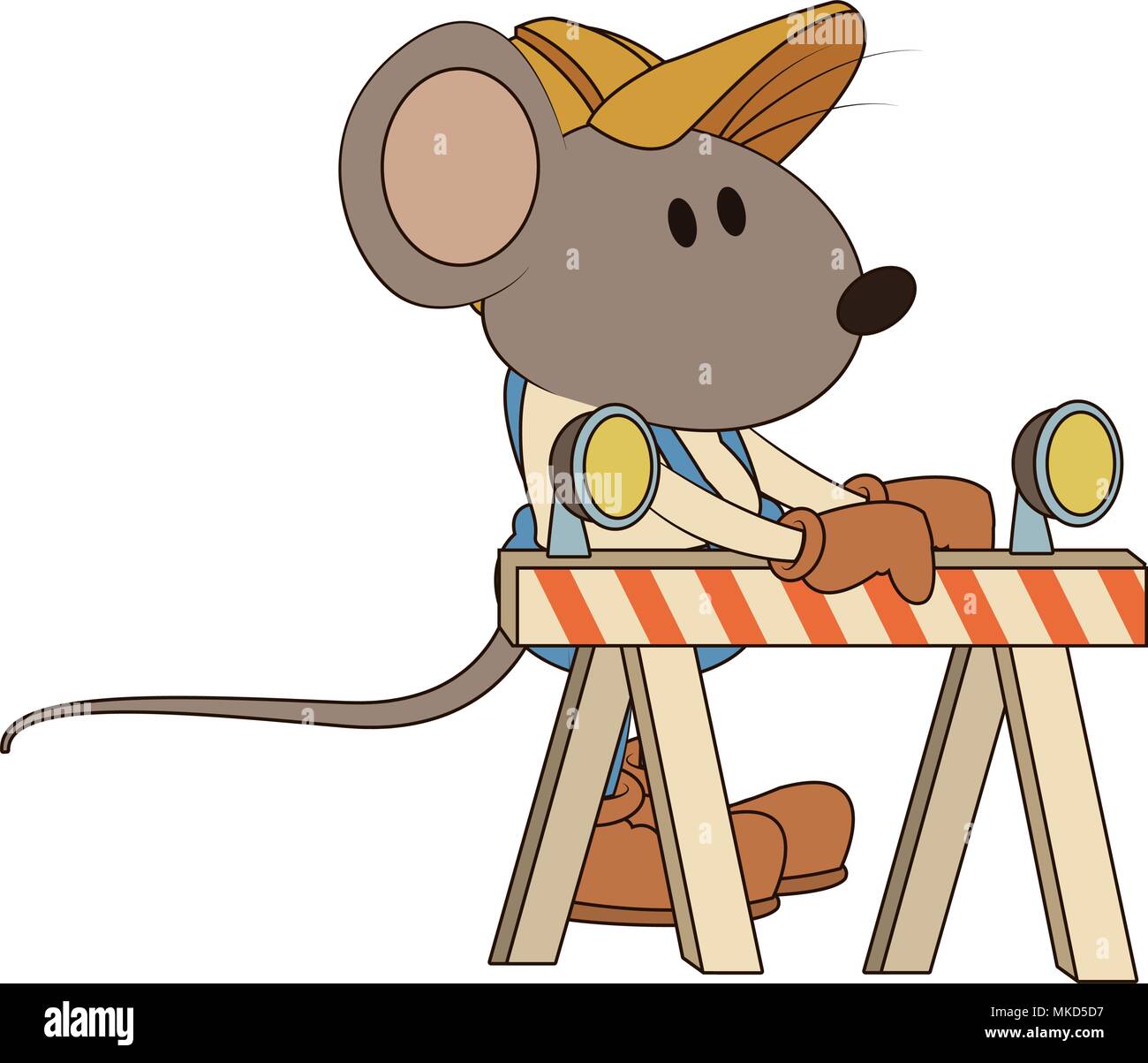 Worker mouse with construction barrier Stock Vector Image & Art - Alamy