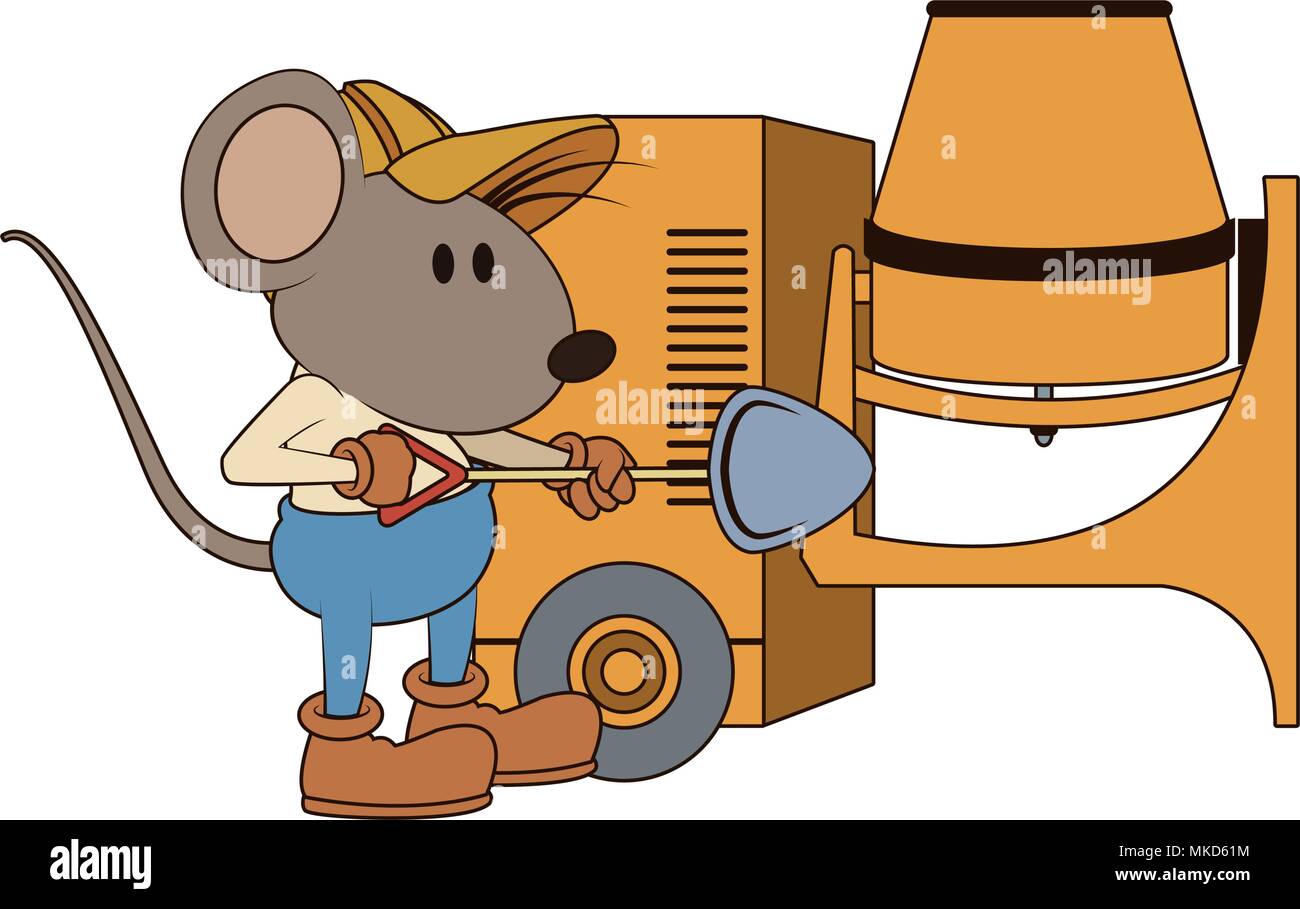 Worker mouse with construction mixer Stock Vector Image & Art - Alamy