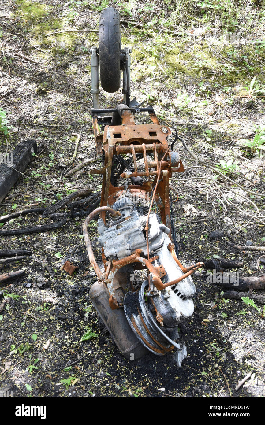Burnt out motor bike hi-res stock photography and images - Alamy