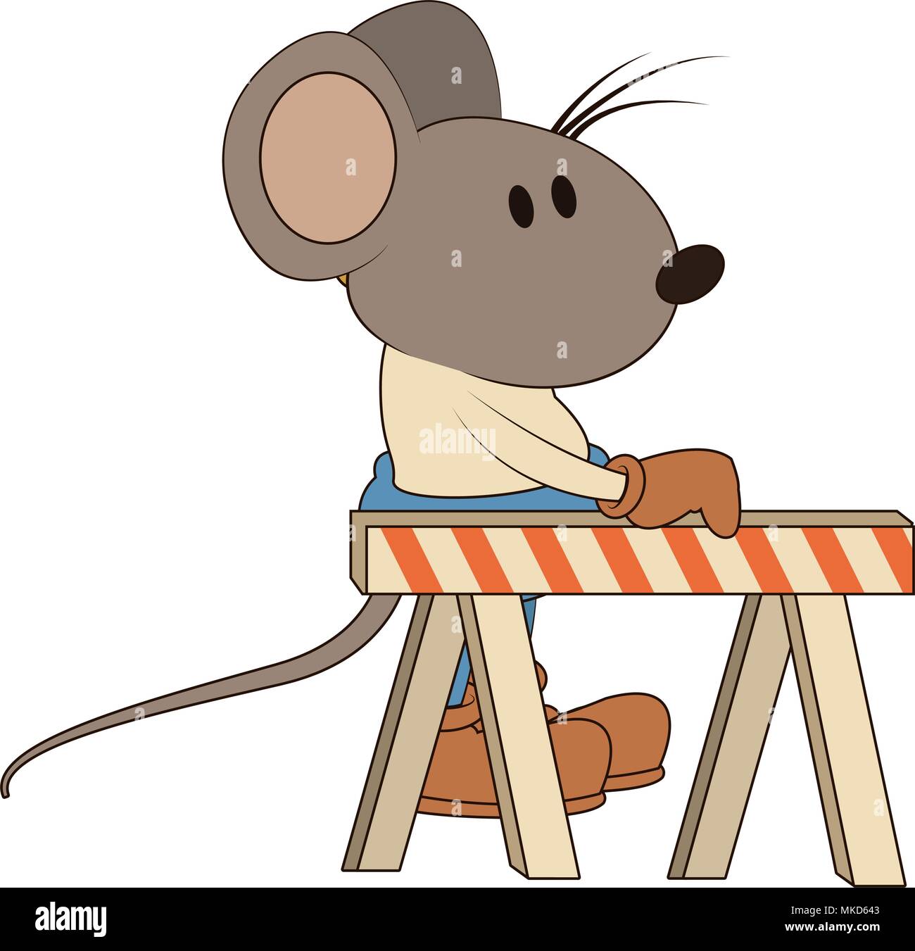 Worker mouse with construction barrier Stock Vector Image & Art - Alamy