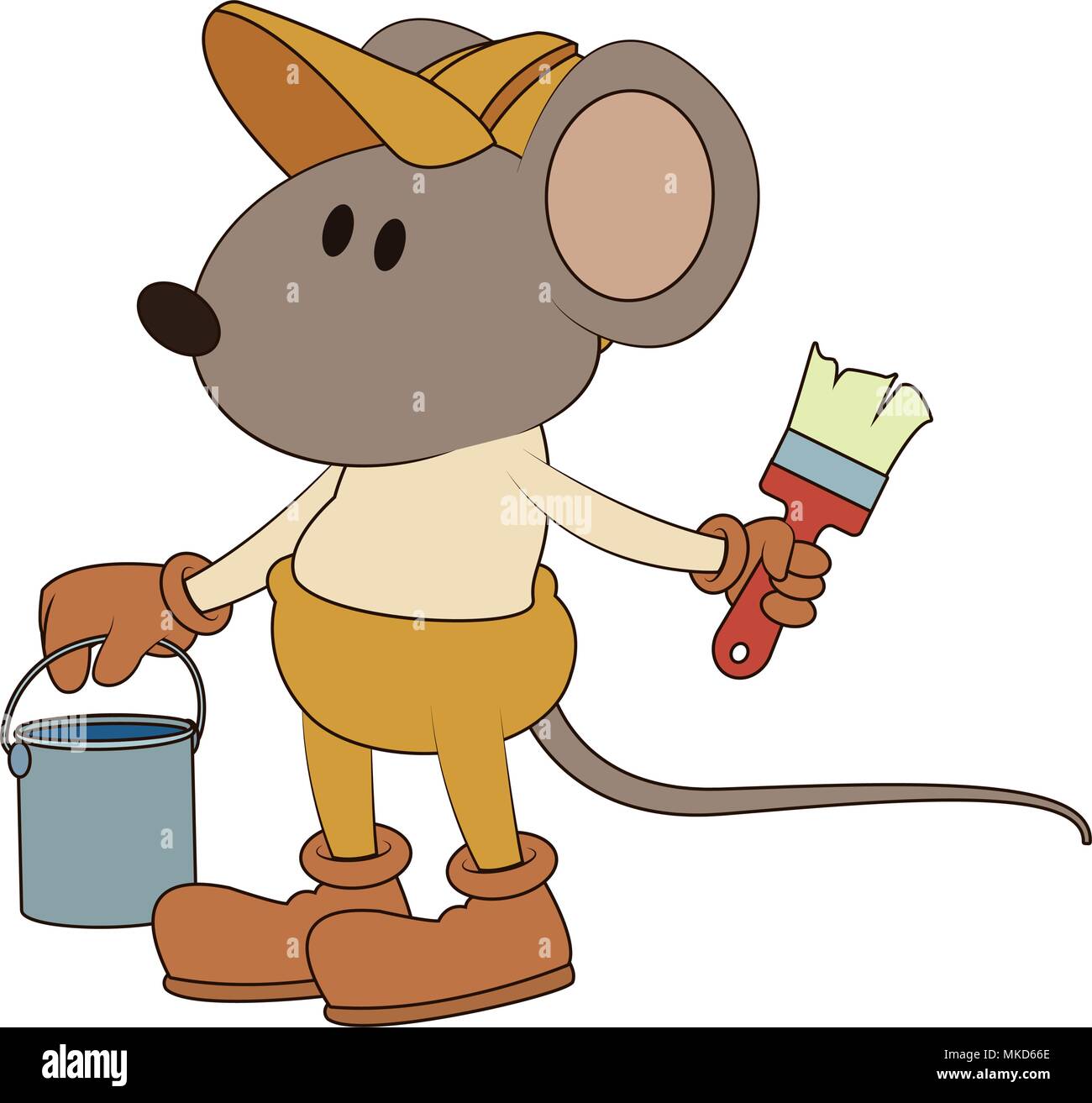 Worker mouse with paint brush Stock Vector Image & Art - Alamy