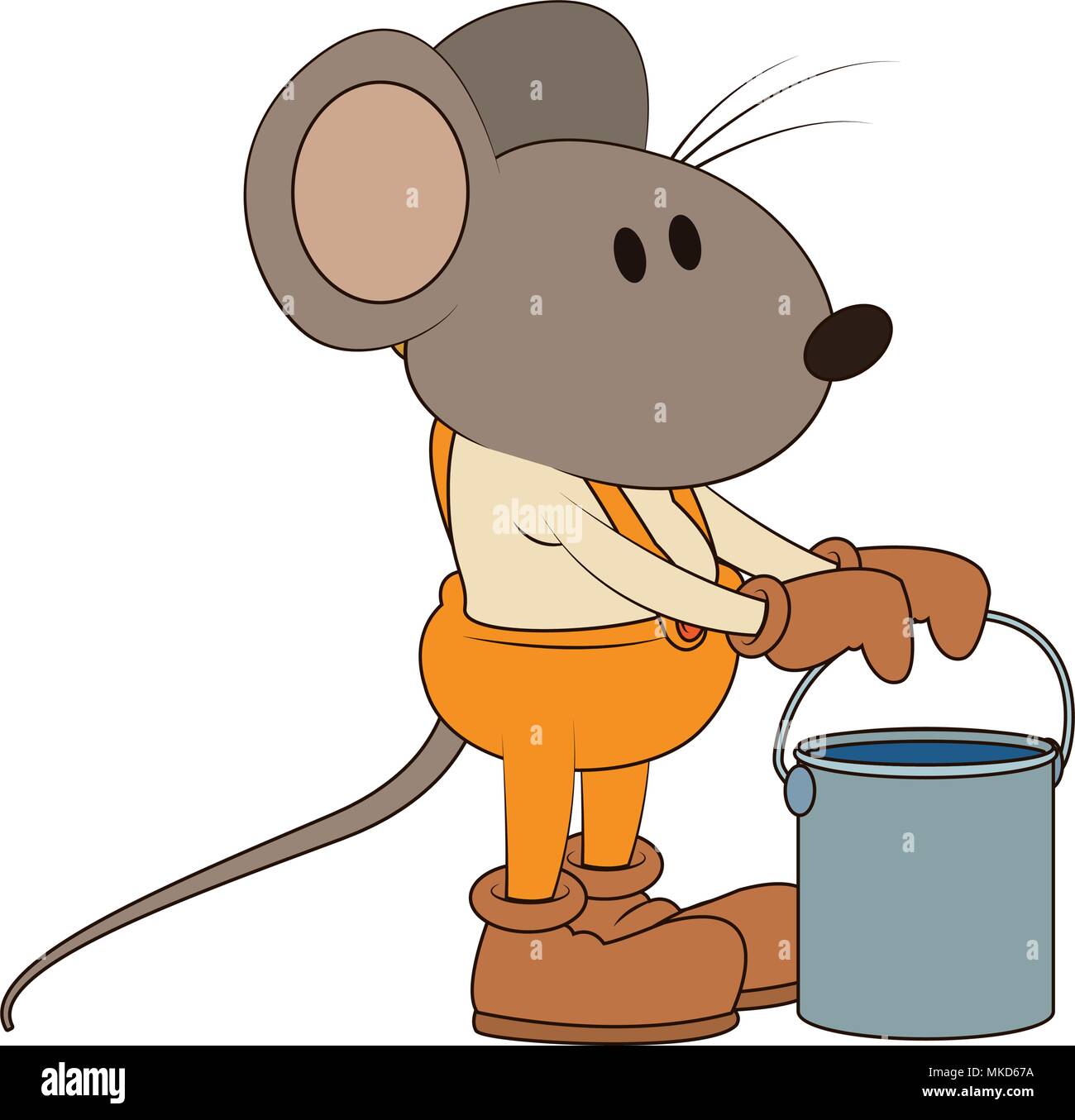 Worker mouse with paint bucket Stock Vector Image & Art - Alamy