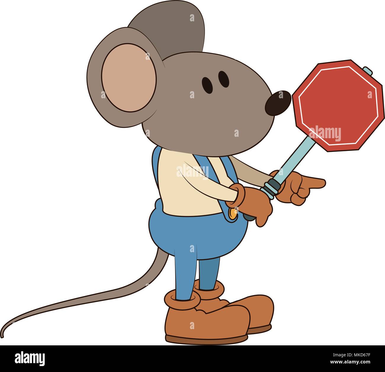 Worker mouse with road sign Stock Vector Image & Art - Alamy