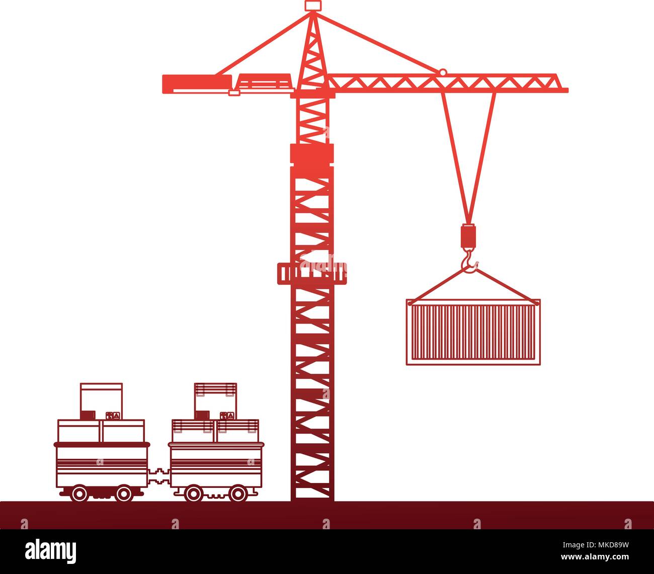 Port with crane scenery on red lines Stock Vector Image & Art - Alamy