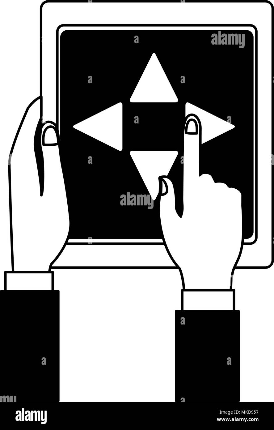Drone control from tablet on black and white Stock Vector Image & Art ...