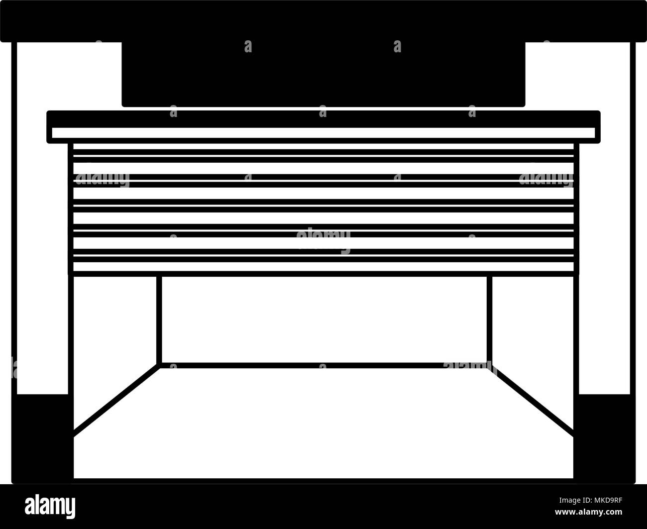 Empty warehouse garage on black and white Stock Vector Image & Art - Alamy