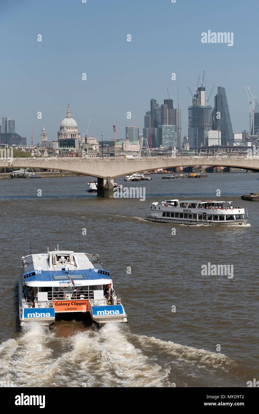 River Thames, London UK. 2018. An overview of the River Thames across ...