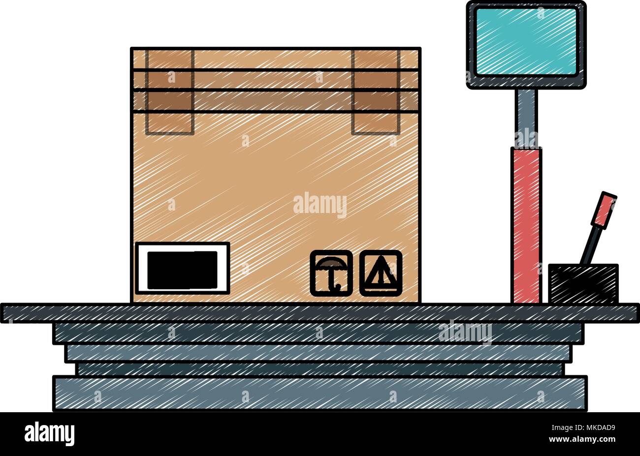 Cardboard box on balance scribble Stock Vector Image & Art - Alamy