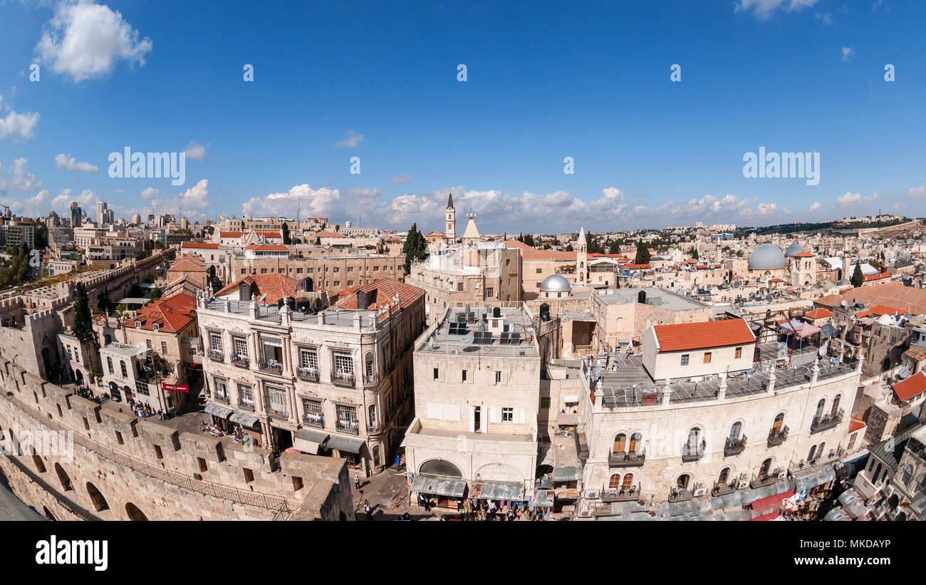 Beautiful view on Jerusalem from wall of David Citadel, Jerusalem ...