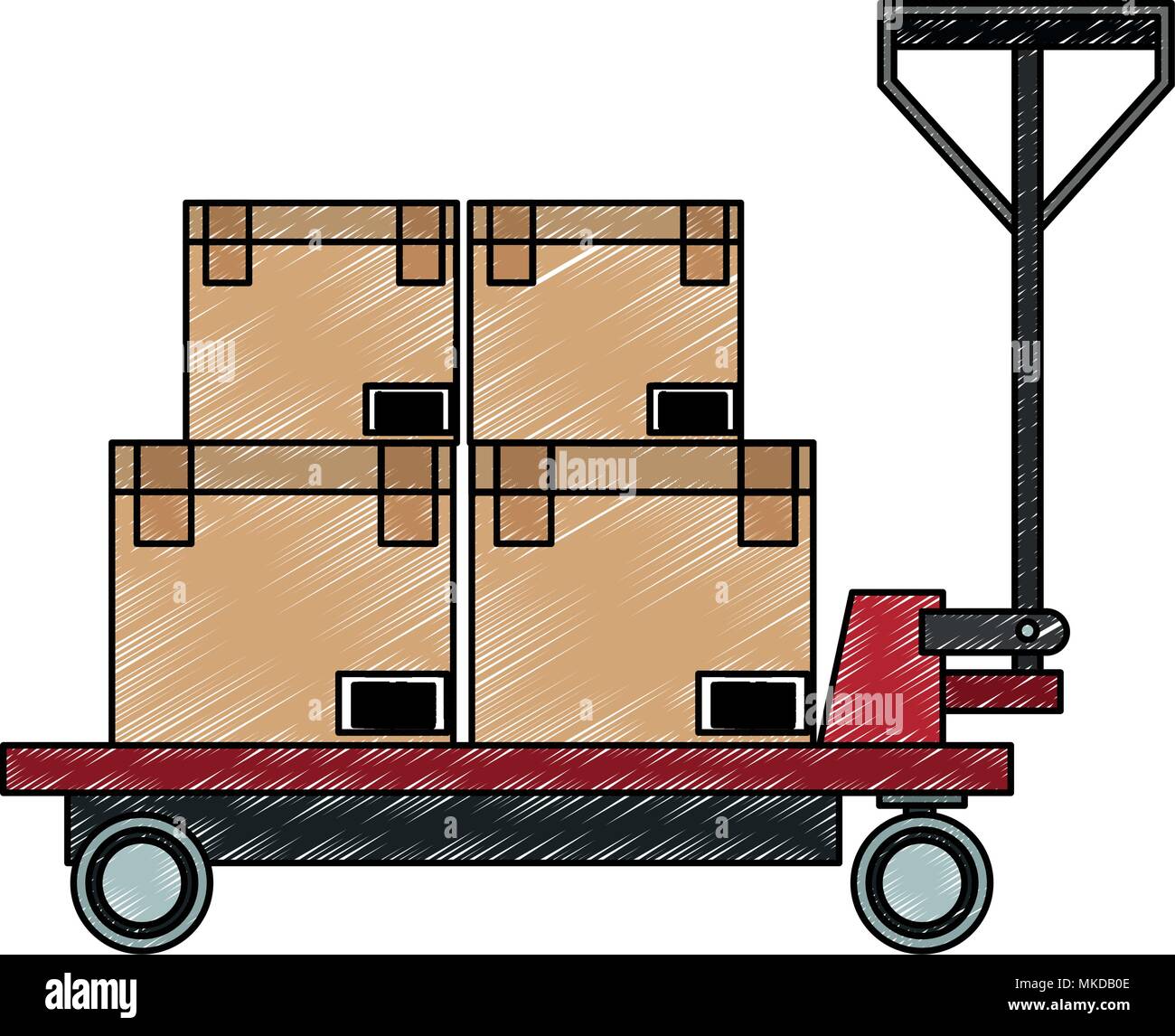 Boxes on cart scribble Stock Vector Image & Art - Alamy