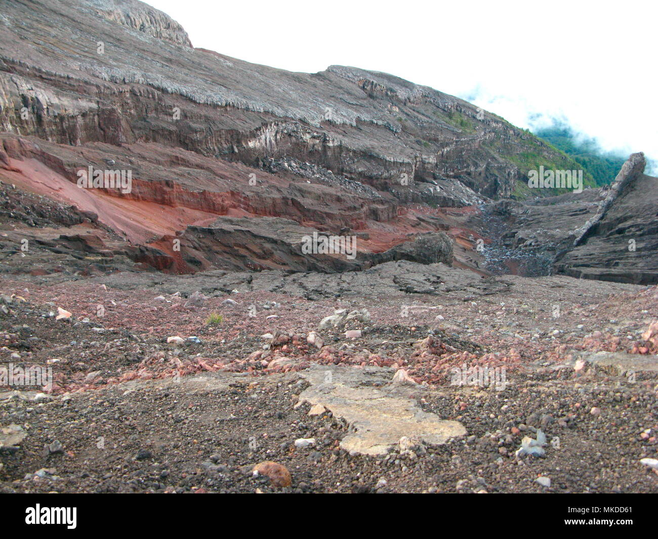 Ash on the slopes of Agung volcano in Indonesia. Bali Island, Indonesia ...