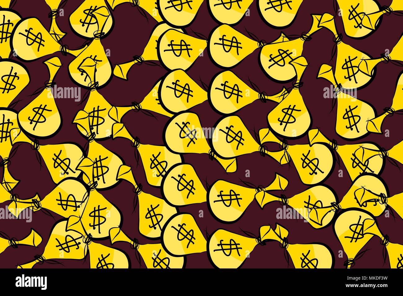 Decorative hand drawn money packs or bags illustrations. Good for ...