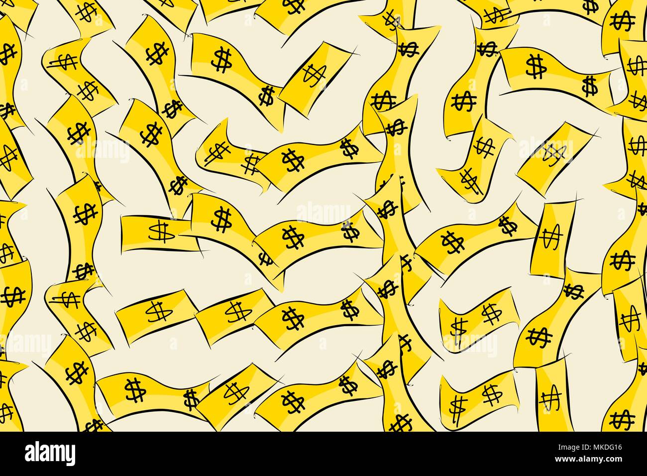 Decorative hand drawn bank notes or money illustrations. Good for ...