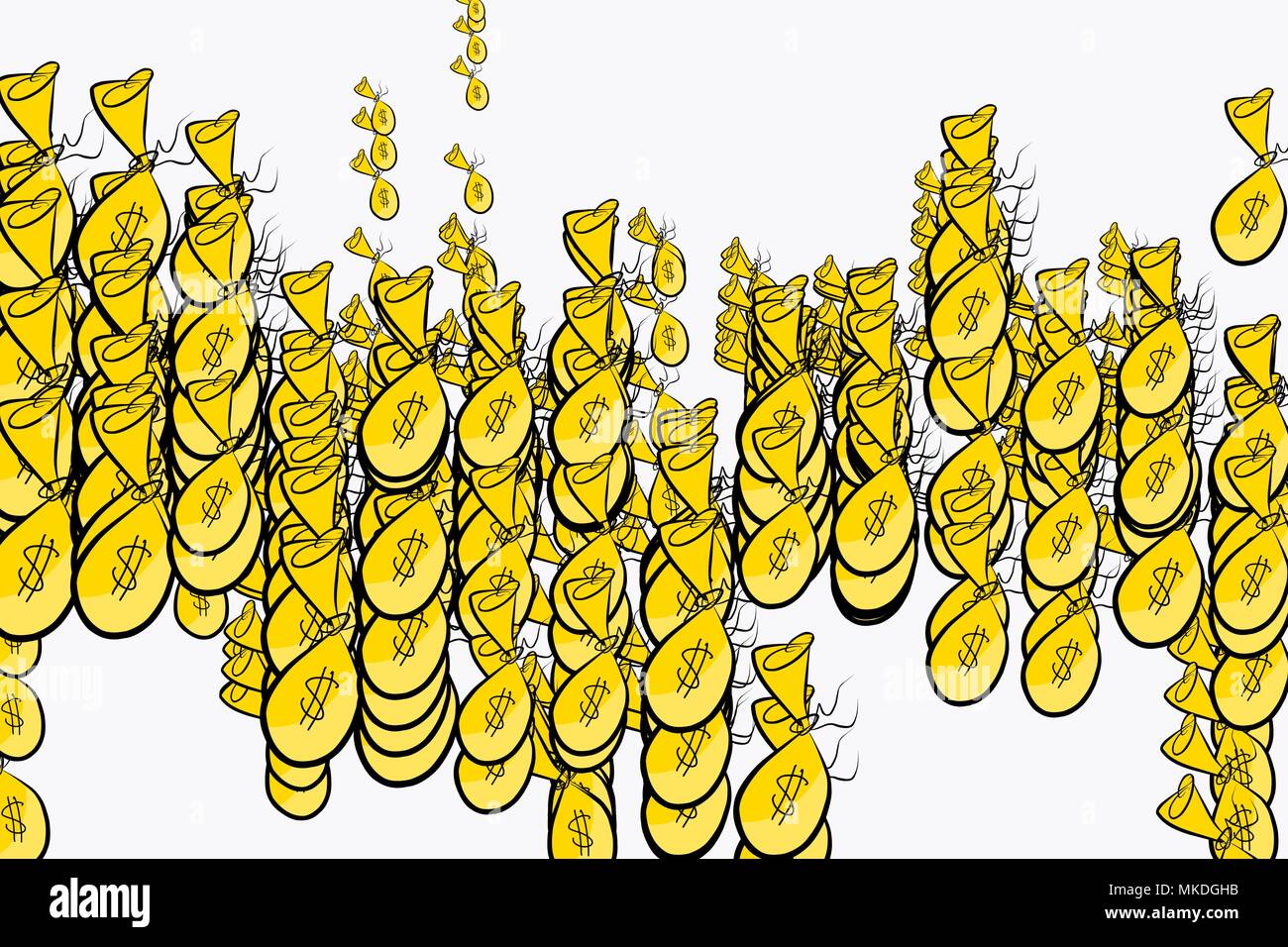 Hand drawn money packs or bags illustrations background, good for ...