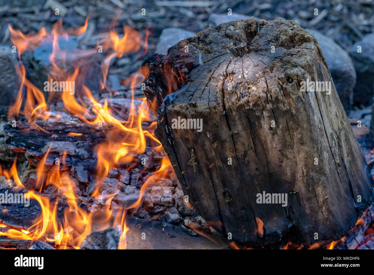 A Campfire site with stone border Stock Photo - Alamy