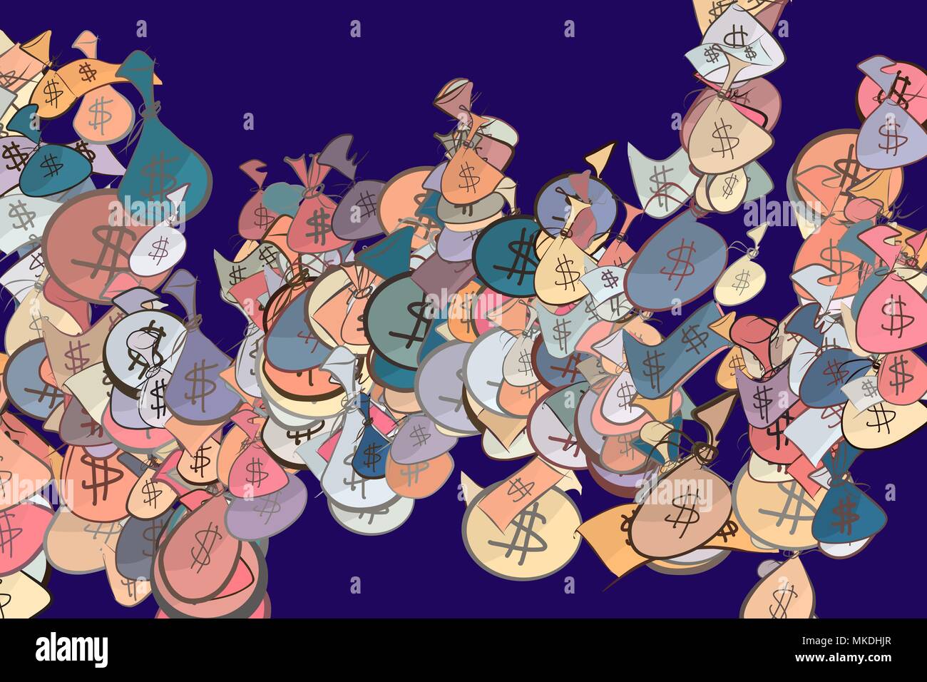 Abstract money begs, bank notes & coin illustrations background ...