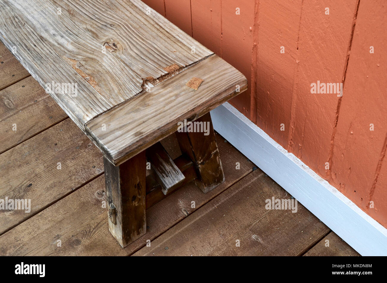 Wooden bench seat Stock Photo - Alamy
