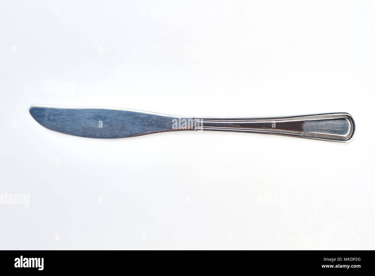 Silver knife isolated on white background. Steel metal table knife ...