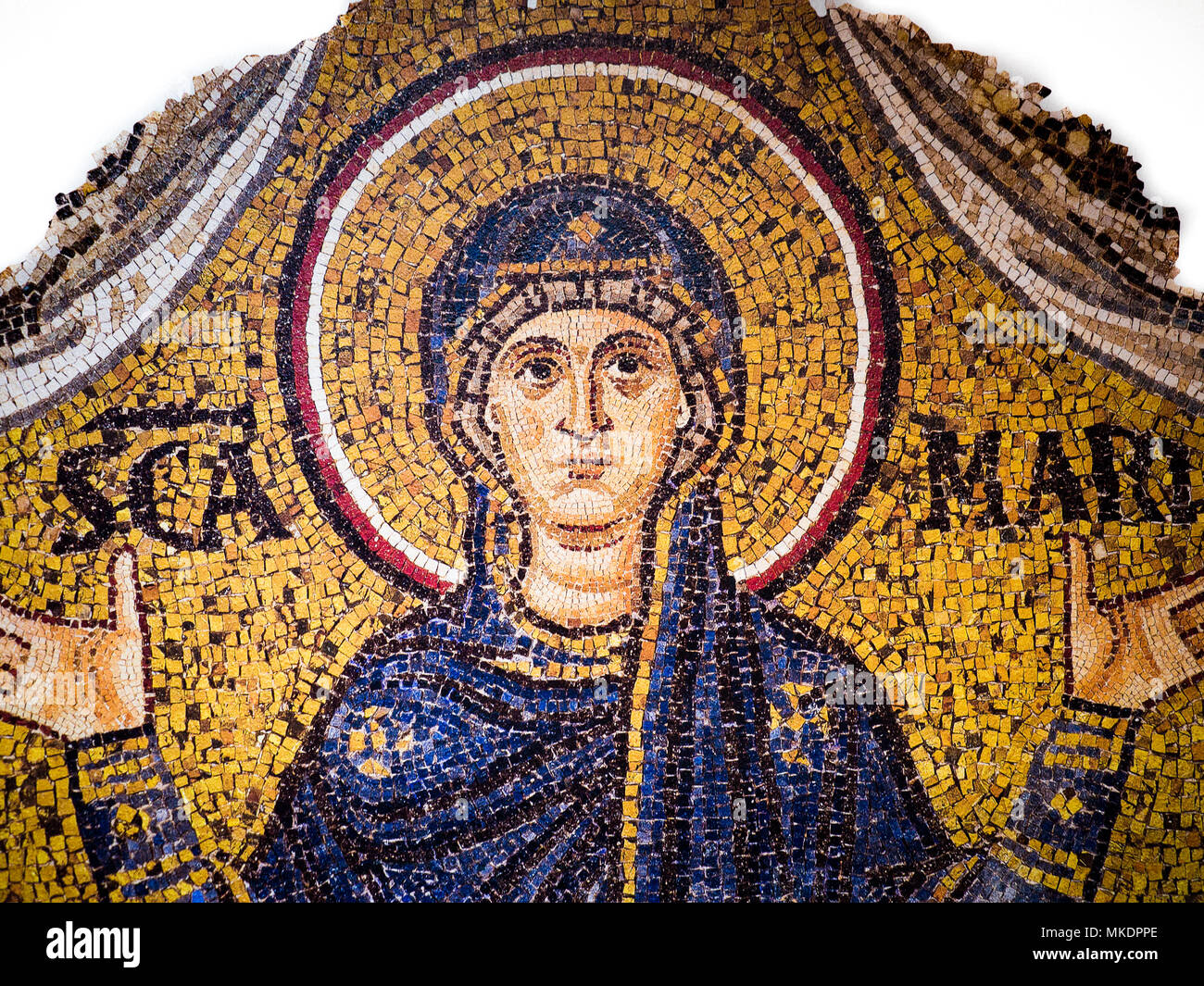 Ravenna, Italy - May 1, 2018: Mosaic on a gold background representing ...