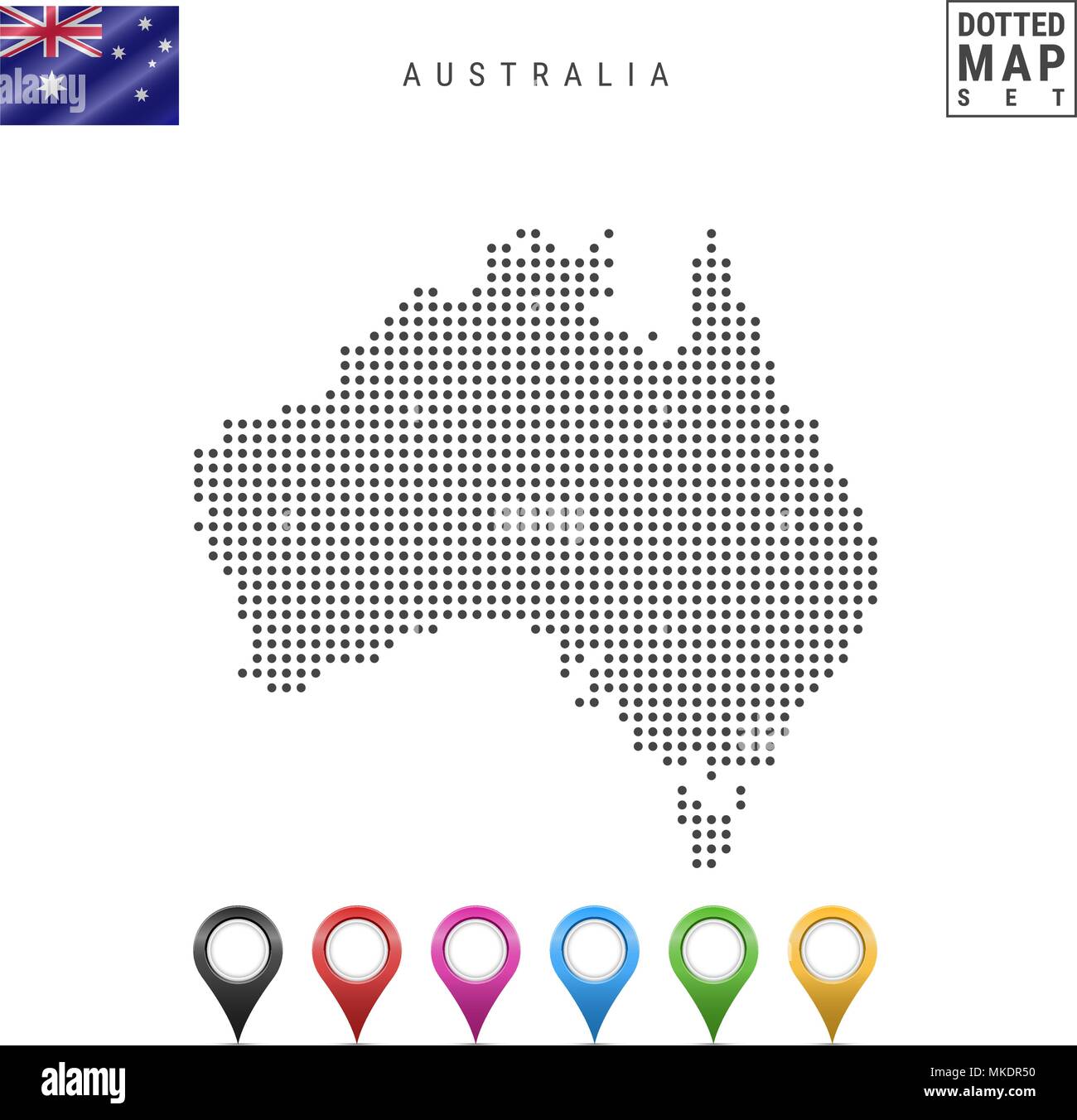 Vector Dotted Map of Australia. Simple Silhouette of Australia ...