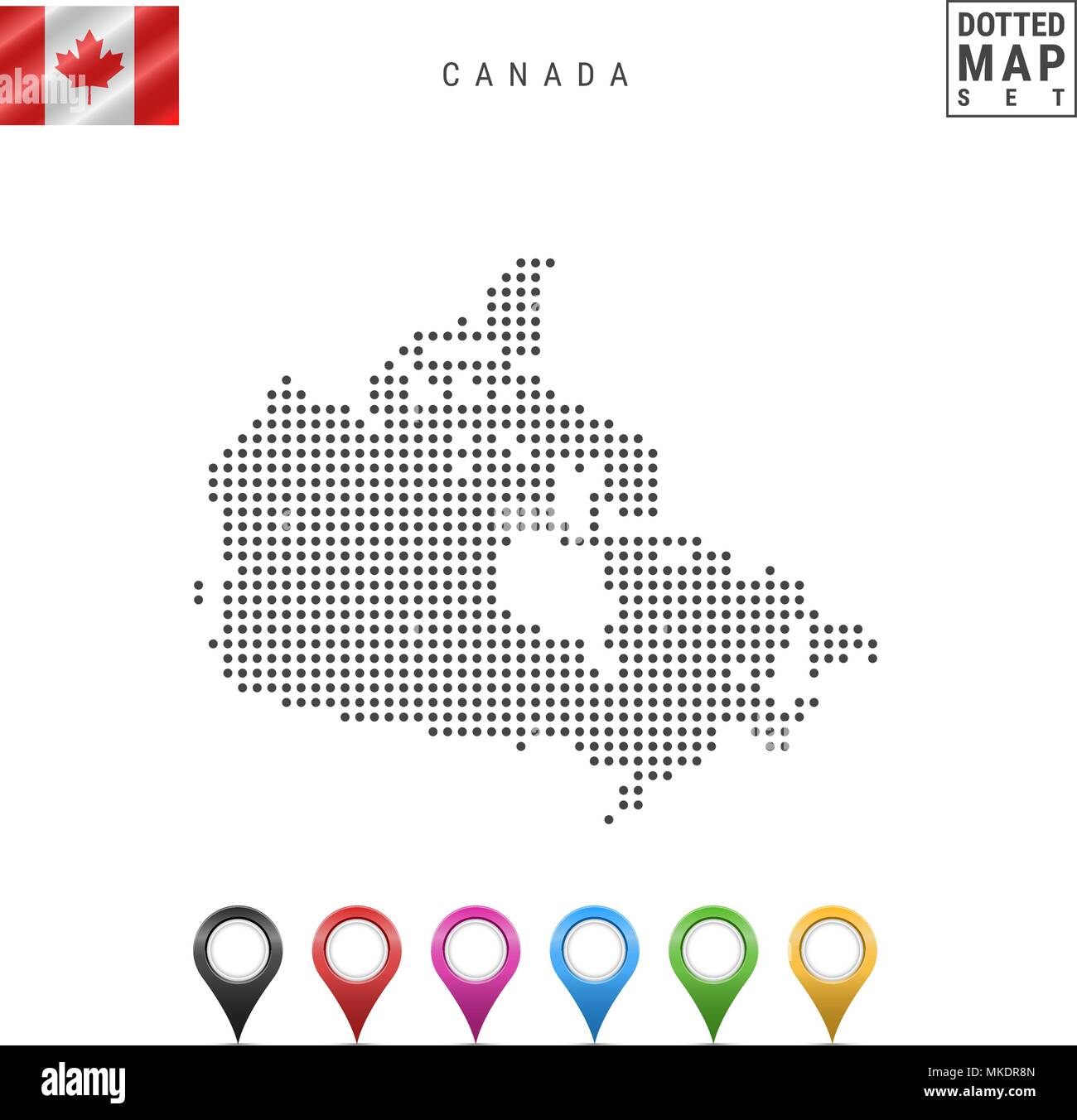 Vector Dotted Map of Canada. Simple Silhouette of Canada. The National ...