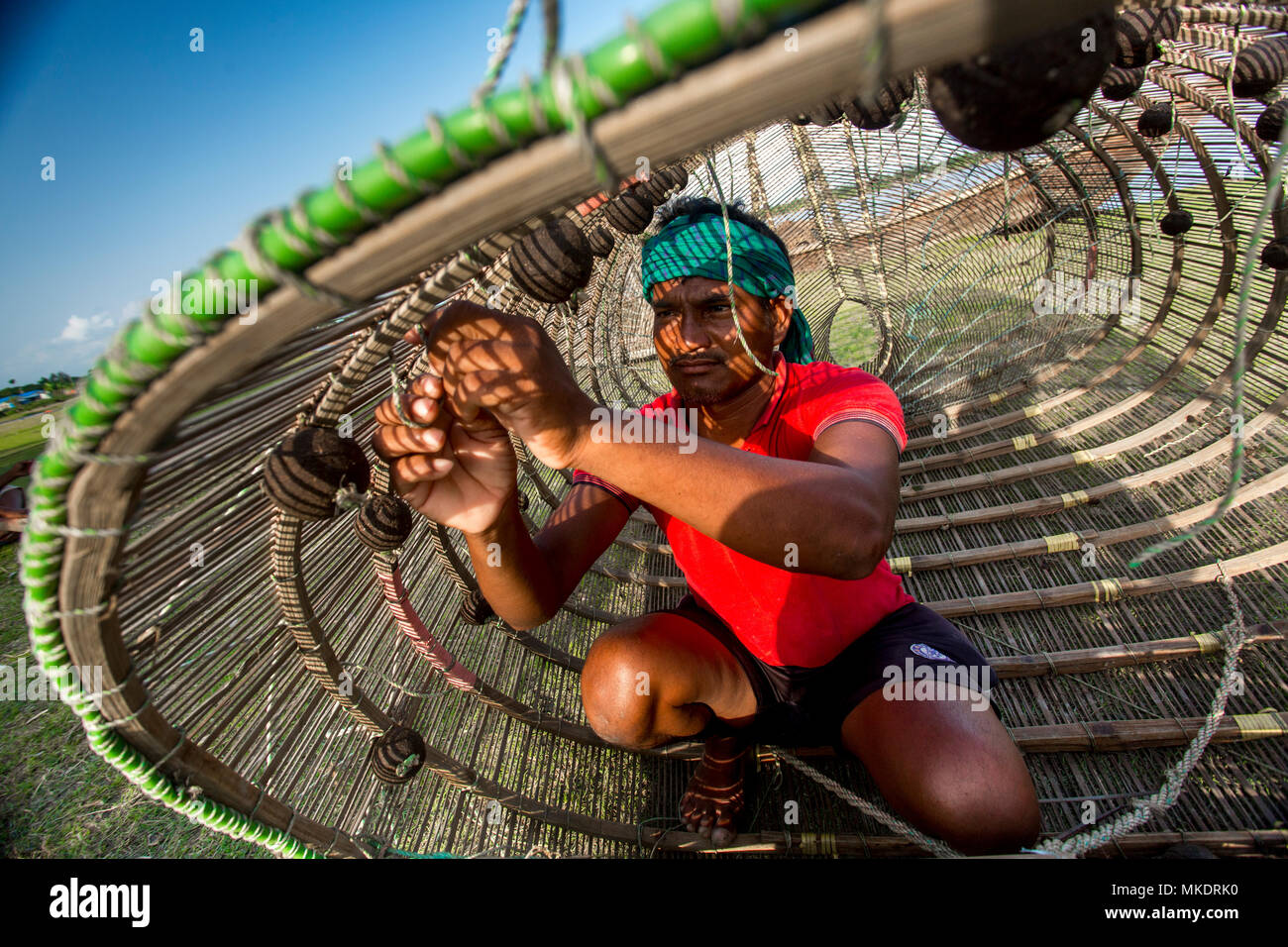 Traditional Pangas Catfish fishing traps made of a Bamboo sticks in ...